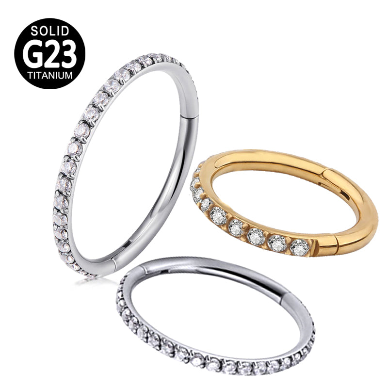 Hinged Segment Ring Hoop w/ CZ Pavers – Sink Or Swim Tattoos